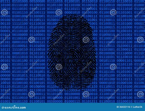 Fingerprint In Front Of Binary Background Stock Illustration