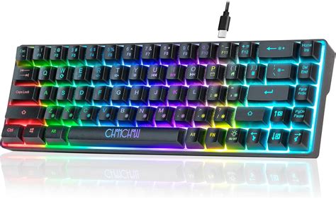 60 Gaming Led Keyboard Rgb 68 Keys Layout Wired Keypad With 10 Preset