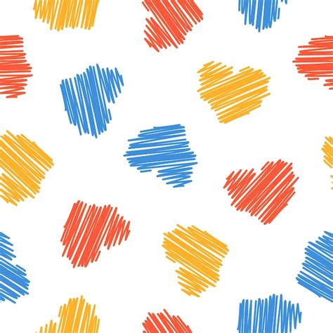 Premium Vector Seamless Pattern With Colorgul Hand Drawn Hearts