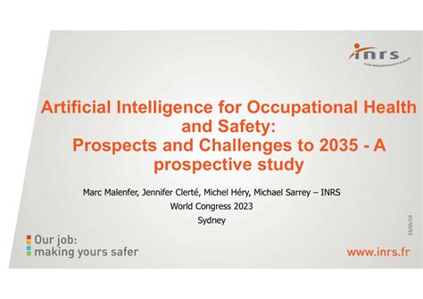 Pdf Artificial Intelligence For Occupational Health And Safety Prospects And Challenges To