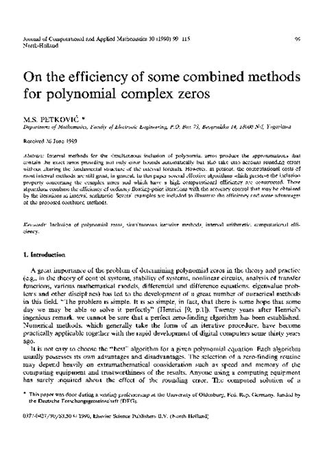 Pdf On The Efficiency Of Some Combined Methods For Polynomial Complex Zeros