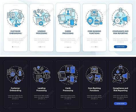 Onboarding Screen For Mobile Banking App With Automated Day And Night Mode Vector Dark Light