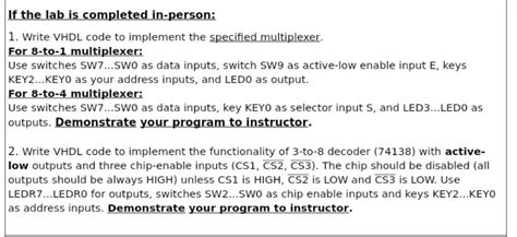 Solved If The Lab Is Completed In Person 1 Write Vhdl Code