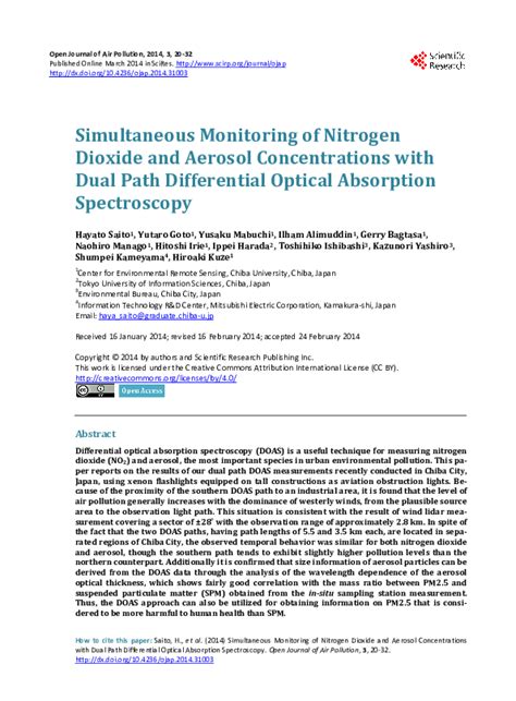 Pdf Simultaneous Monitoring Of Nitrogen Dioxide And Aerosol Concentrations With Dual Path