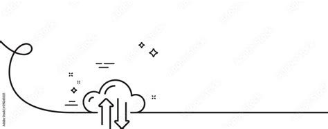 Cloud Computing Sync Line Icon Continuous One Line With Curl Internet Data Storage Sign File