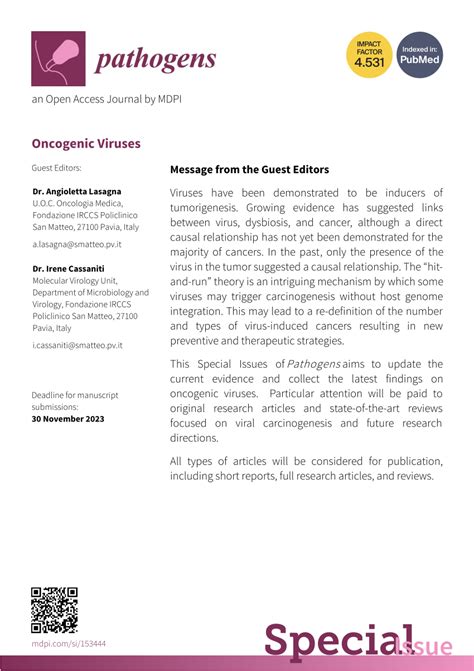 Pdf Special Issue Oncogenic Viruses