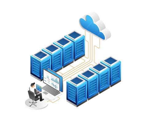 Premium Vector Isometric Server Room Cloud Computing And Data Storage Vector Illustration