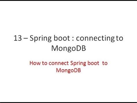 Spring Boot Connecting To MongoDB YouTube