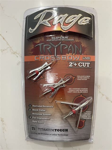 Rage R35200 Hypodermic Trypan Crossbow 2 Blade Broadhead 100 Grain
