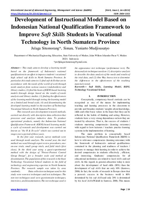 Pdf Development Of Instructional Model Based On Indonesian National Qualification Framework To