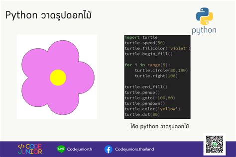 Python วาดรูปดอกไม้ คอร์ส เรียนเขียนโปรแกรม เด็กอายุ 6 17 ปี เรียน