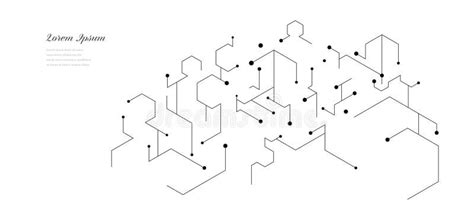 Abstract Black White Hexagon Geometric Circuit Background Scientific Technology Network