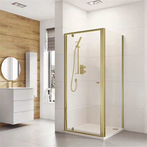 Roman Haven6 Brushed Brass 760mm Pivot Shower Door H3p76cbr