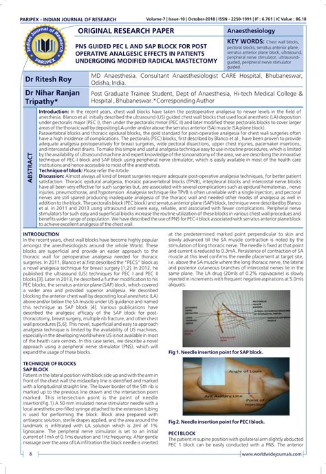 Pdf Pns Guided Pec L And Sap Block For Post Operative Analgesic Effects In Patients Undergoing