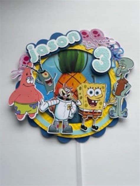 Spong Bob Squre Pants Cake Topper Centerpiece Decorations Etsy