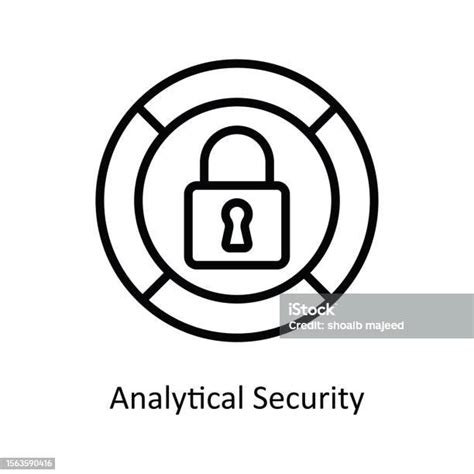 Analytical Security Vector Outline Icon Design Illustration Cyber Security Symbol On White