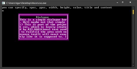Console Ui Library A Small Problem In Completing Dialoge Box