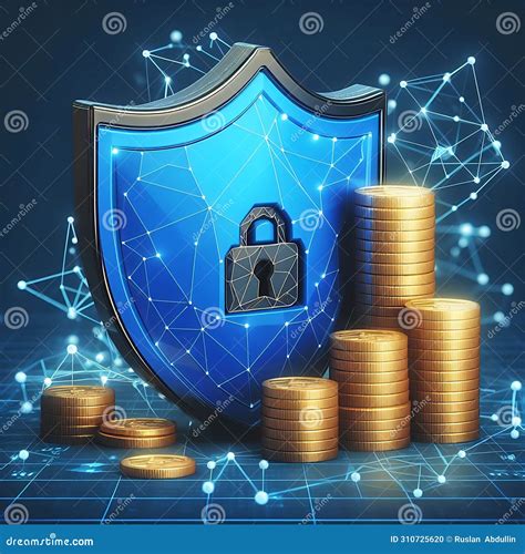 Golden Coins Guarded Cybersecurity Shield Stock Illustration Illustration Of Design Light
