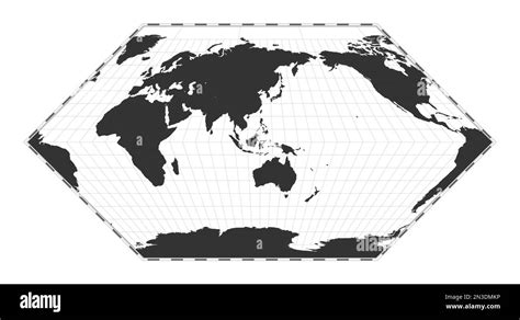 Vector World Map Eckert I Projection Plain World Geographical Map With Latitude And Longitude