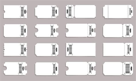 바코드가 있는 흰색 빈 클래식 티켓 템플릿 세트입니다 흰색 배경에 고립 된 벡터 티켓 0명에 대한 스톡 벡터 아트 및 기타 이미지 0명 1인 입장 허가 Film