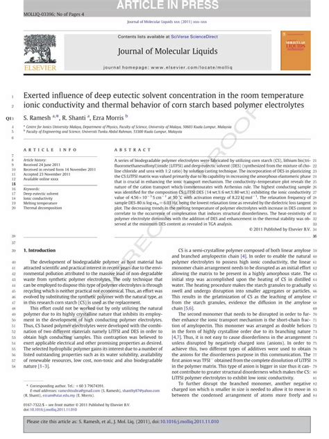 Pdf Deep Eutectic Solvent Concentration In The Room Temperature Ionic
