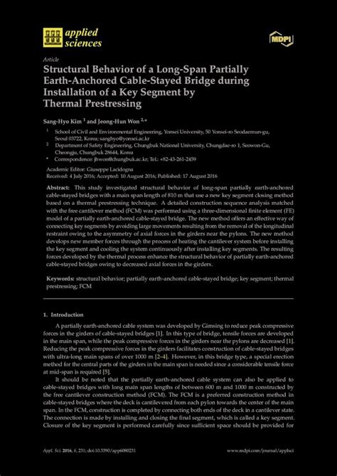 Pdf Structural Behavior Of A Long Span Partially Earth Cable