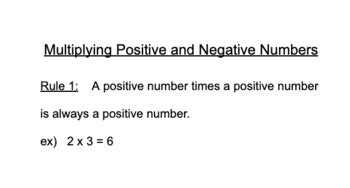 Multiplying Positive And Negative Number Rules With Questions TPT