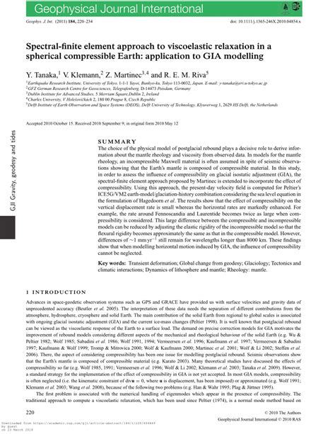 Pdf Spectral Finite Element Approach To Viscoelastic Relaxation In A Spherical Compressible