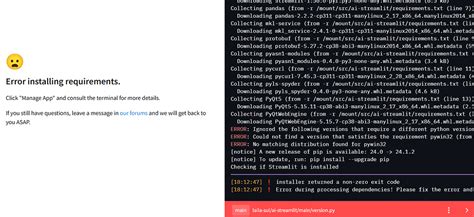 Error During Deployment Requirement Pywin32 Different Python Version Community Cloud Streamlit