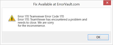 How To Fix Error 170 Teamviewer Error Code 170 Error 170