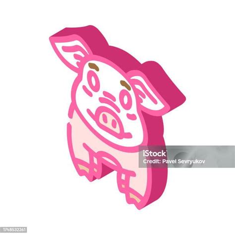 귀여운 새끼 돼지 농장 아이소메트릭 아이콘 벡터 일러스트레이션 고급에 대한 스톡 벡터 아트 및 기타 이미지 고급 고기 귀여운 Istock