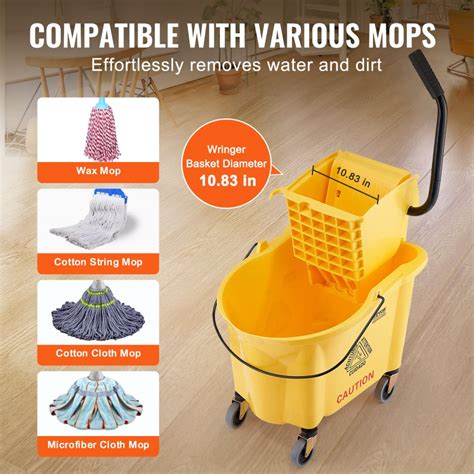 Vevor Mop Bucket With Wringer 35 Qt Commercial Mop Bucket With Side