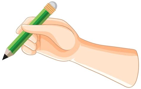 La Mano Che Tiene Una Matita Verde Vettore Gratis