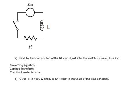 Solved A Find The Transfer Function Of The RL Circuit Just Chegg Com