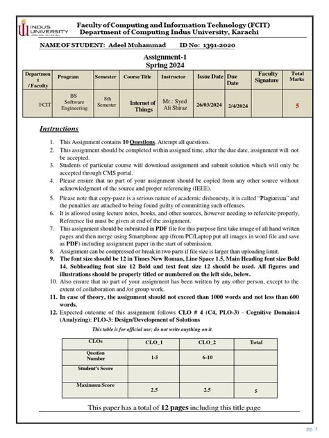 iot assignment 01 adeel muhammad 1391 2020 pdf internet of things