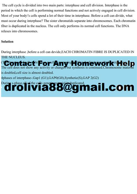 The Cell Cycle Is Divided Into Two Main Parts Interphase And Cell Dipdf
