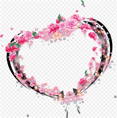 唯美浪漫花卉装饰爱心边框PNG图片素材下载 图片编号qpewawro 免抠素材网