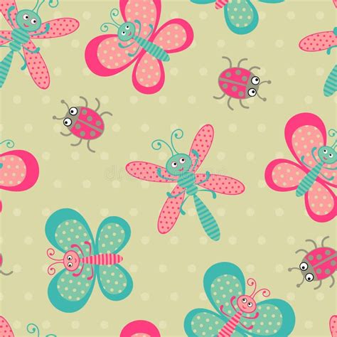 Seamless Cute Bug Pattern Stock Vector Illustration Of Isolation