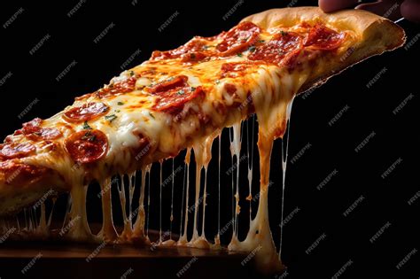 Premium Photo Pizza Slice Being Lifted With Cheese Pull