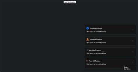 Notifications Test Codesandbox