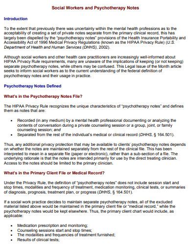 Psychotherapy Note 10 Examples Format Pdf
