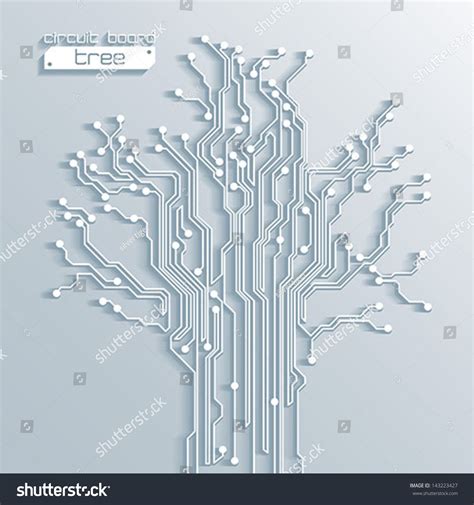 3d Tree Circuit Board Background Vector Stock Vector Royalty Free 143223427