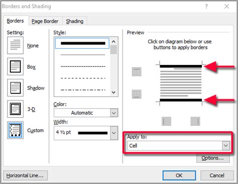 Place A Border On Only Top And Bottom Of Image In Word