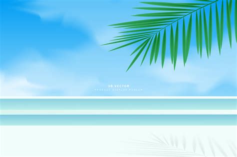 추상적인 3d 파란색 받침대 연단 계단 사다리 구름 푸른 하늘 코코넛 야자수 잎 3d 벡터 기하학적 플랫폼 디자인 쇼 제품 화장품을 위한 무대 모형을 위한 최소한의 장면