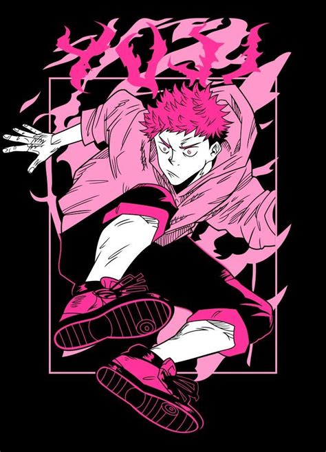 Itadori Yuji Pink Jujutsu Kaisen Tshirt Artwork Graphic Tshirt