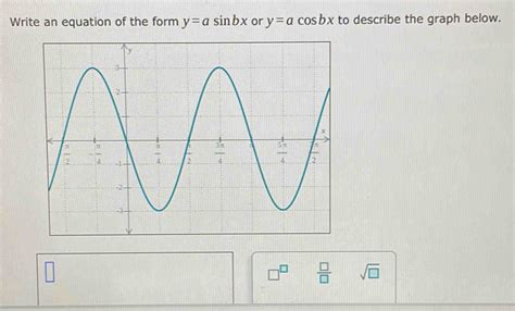 Write An Equation Of The Form Yasin Bx Or Yacos Bx To Describe The Graph Below Algebra