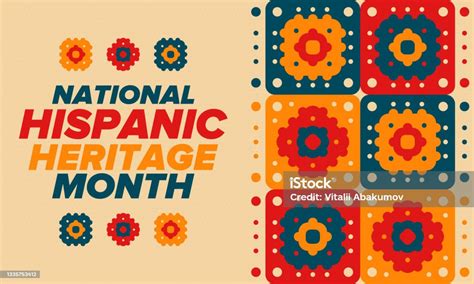9 월과 10 월에 국가 히스패닉 유산 의 달 히스패닉과 라틴계 미국인 문화 미국에서 매년 축하합니다 포스터 카드 배너 및 배경 벡터 일러스트레이션 National