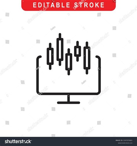 Computer Candlestick Chart Outline Icon Monitor Stock Vector Royalty Free 2247070661