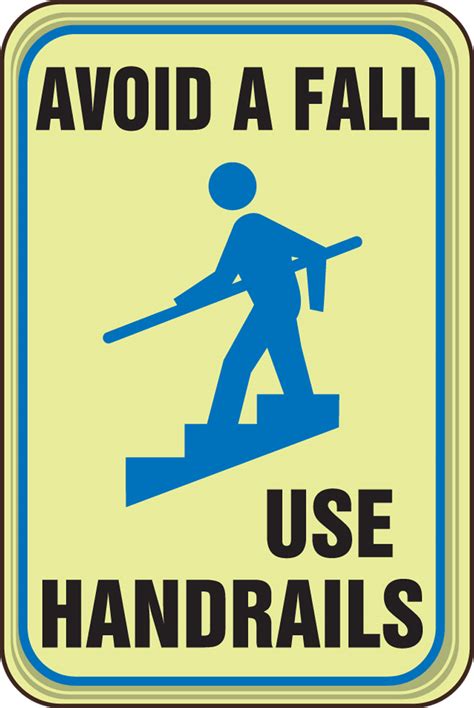 Avoid A Fall Use Handrails Lumi Glow Deco Shield Sign PAR738