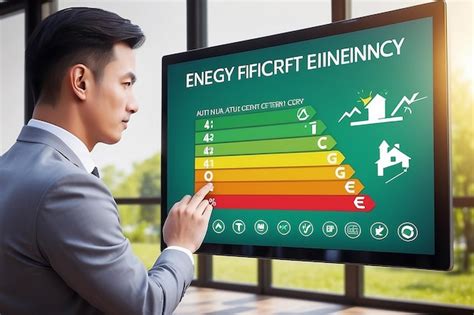 Energy Efficiency Concept Businessman Touching Virtual Screen Of Energy Efficiency Rating For
